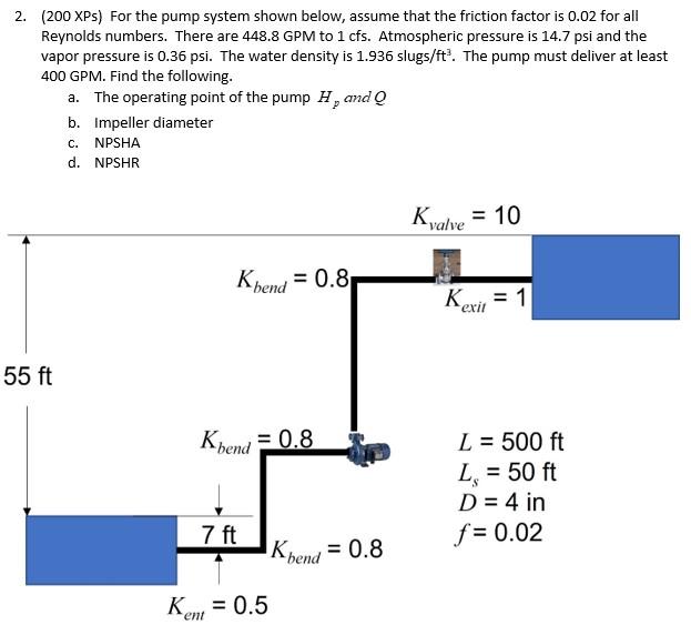 2. ( 200 XPs) For the pump system shown below, assume | Chegg.com