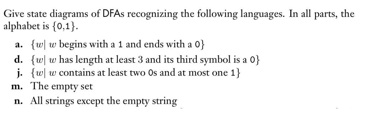 Solved Give state diagrams of DFAs recognizing the following | Chegg.com