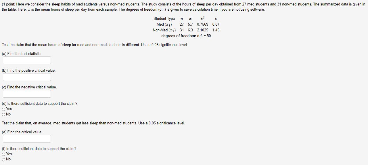 Solved (d) Is there sufficient data to support the claim? | Chegg.com