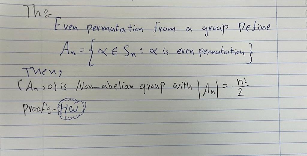 Solved Th& Even permutation from a group Refine An nafxe E | Chegg.com