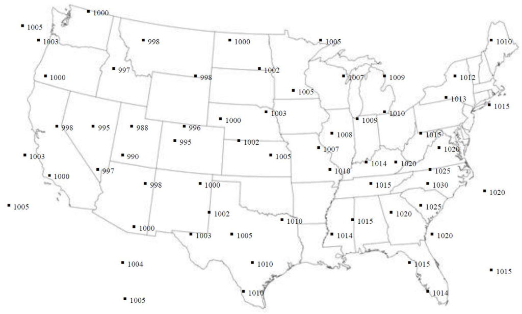Solved (8.5 pts) Use an isoline interval of 4 mb (millibars) | Chegg.com