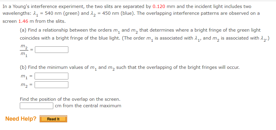 Solved In a Young's interference experiment, the two slits | Chegg.com