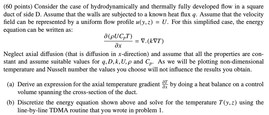 Solved (60 points) Consider the case of hydrodynamically and | Chegg.com