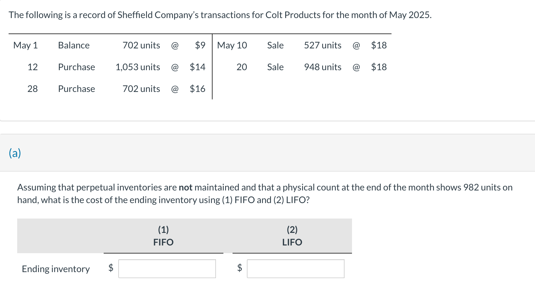 Solved The following is a record of Sheffield Company's | Chegg.com