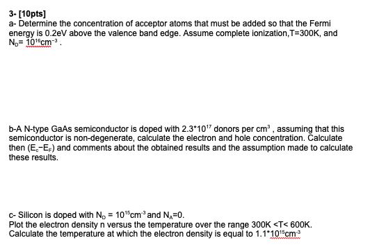 Solved 3- [10pts] a- Determine the concentration of acceptor | Chegg.com