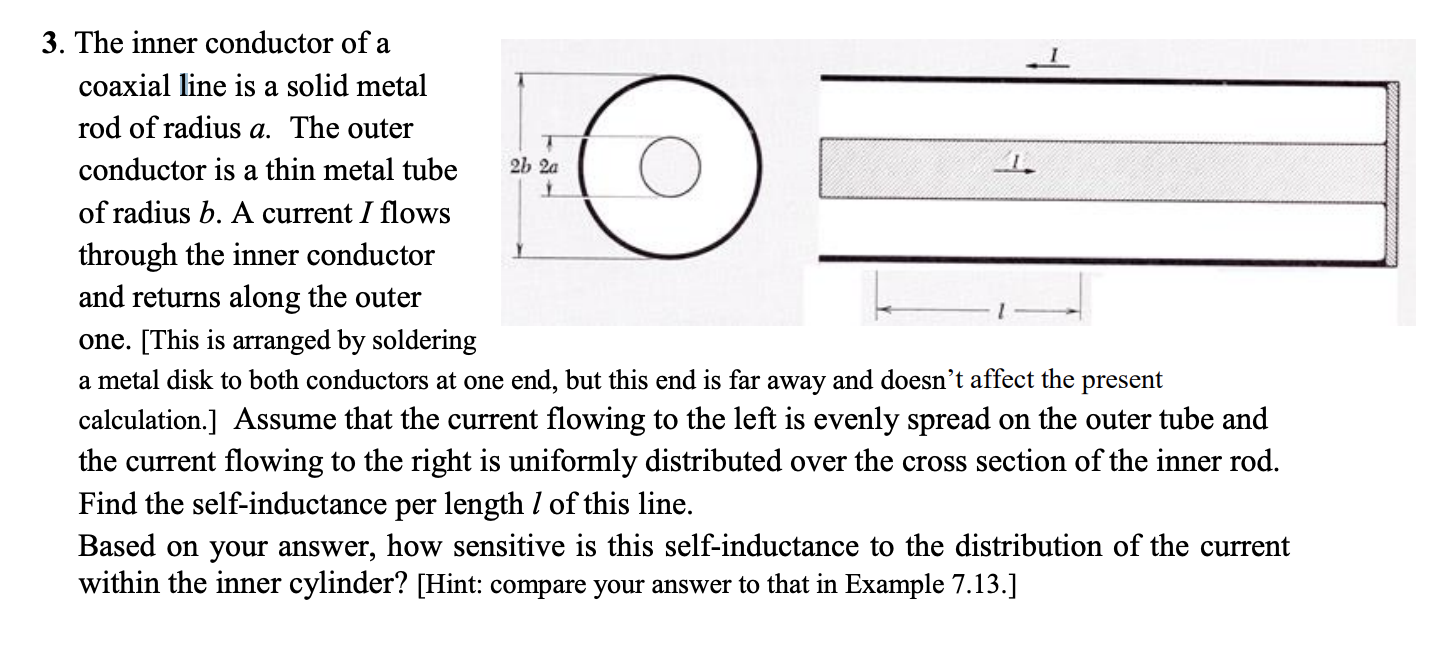 Solved 3. The inner conductor of a coaxial line is a solid | Chegg.com
