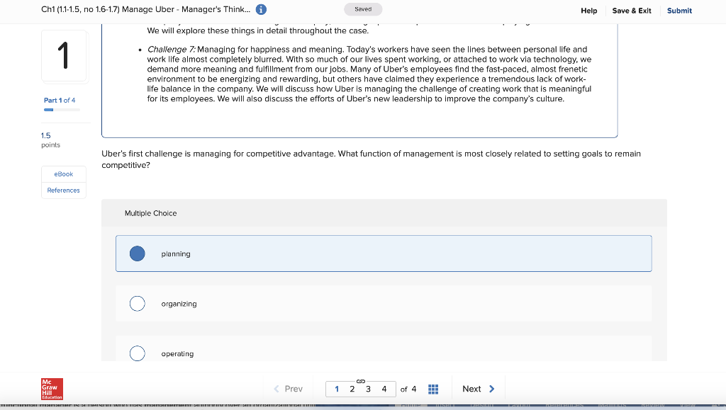 Required information Uber Continuing Case-Chapter 1: | Chegg.com