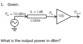 Solved 1. Given: What is the output power in dBm ? | Chegg.com