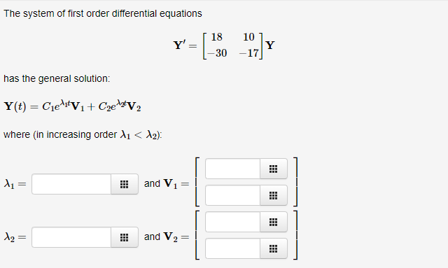 Solved The system of first order differential equations Y' = | Chegg.com