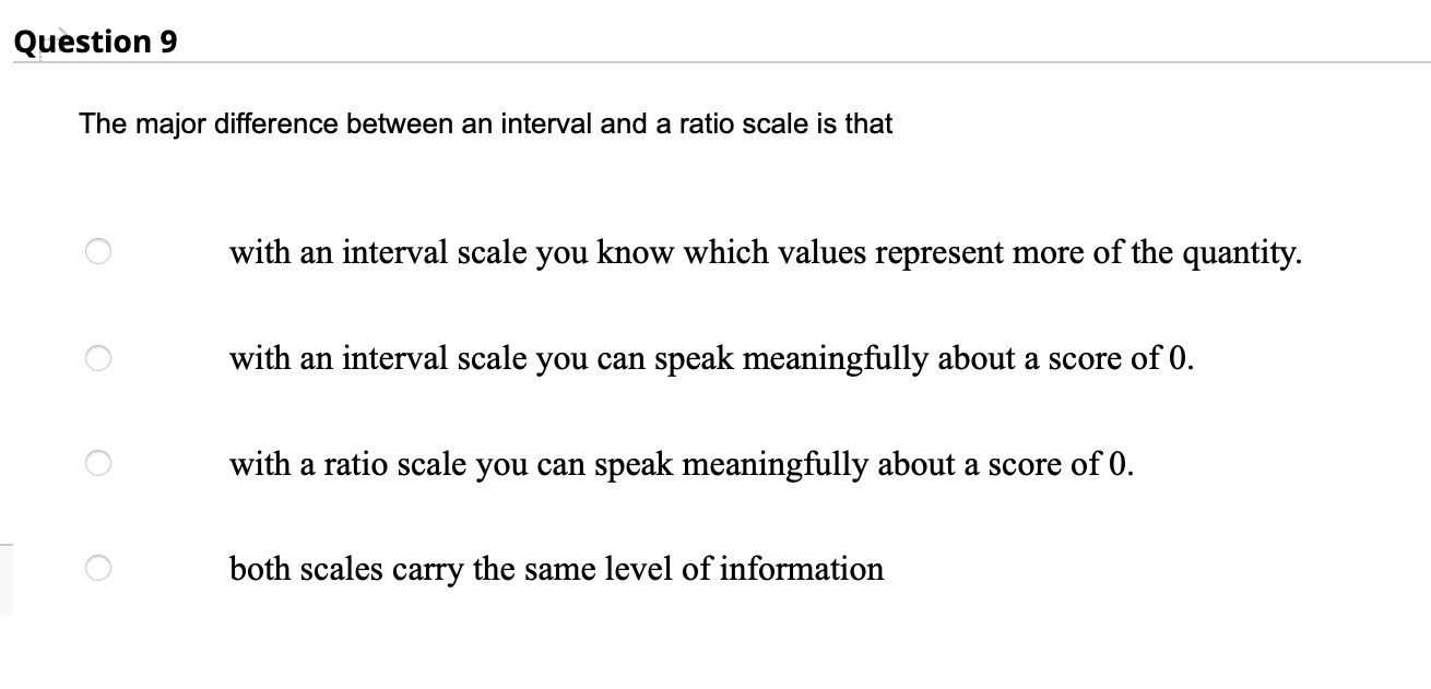 Solved The major difference between an interval and a ratio | Chegg.com