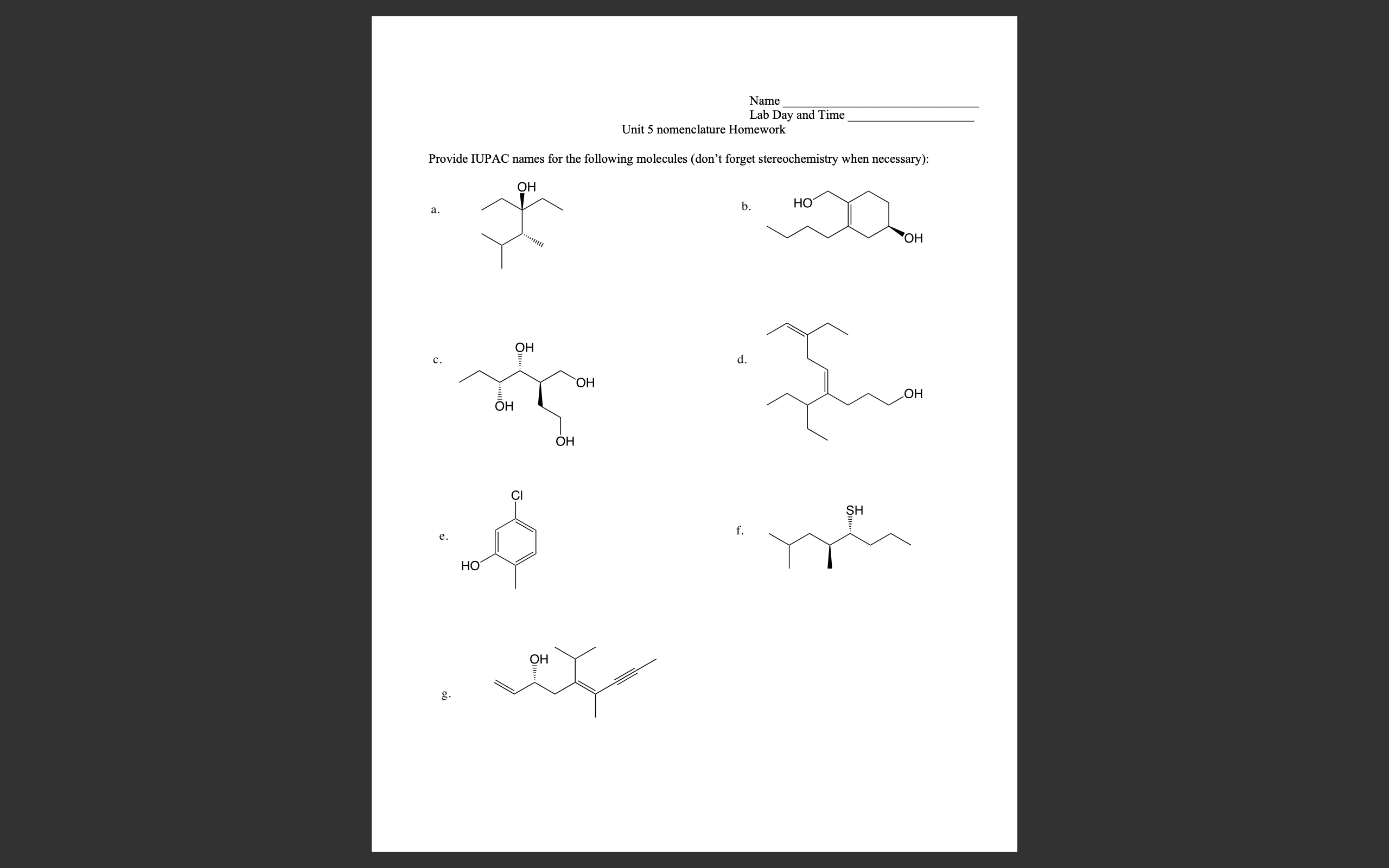 Solved Provide IUPAC names for the following molecules | Chegg.com