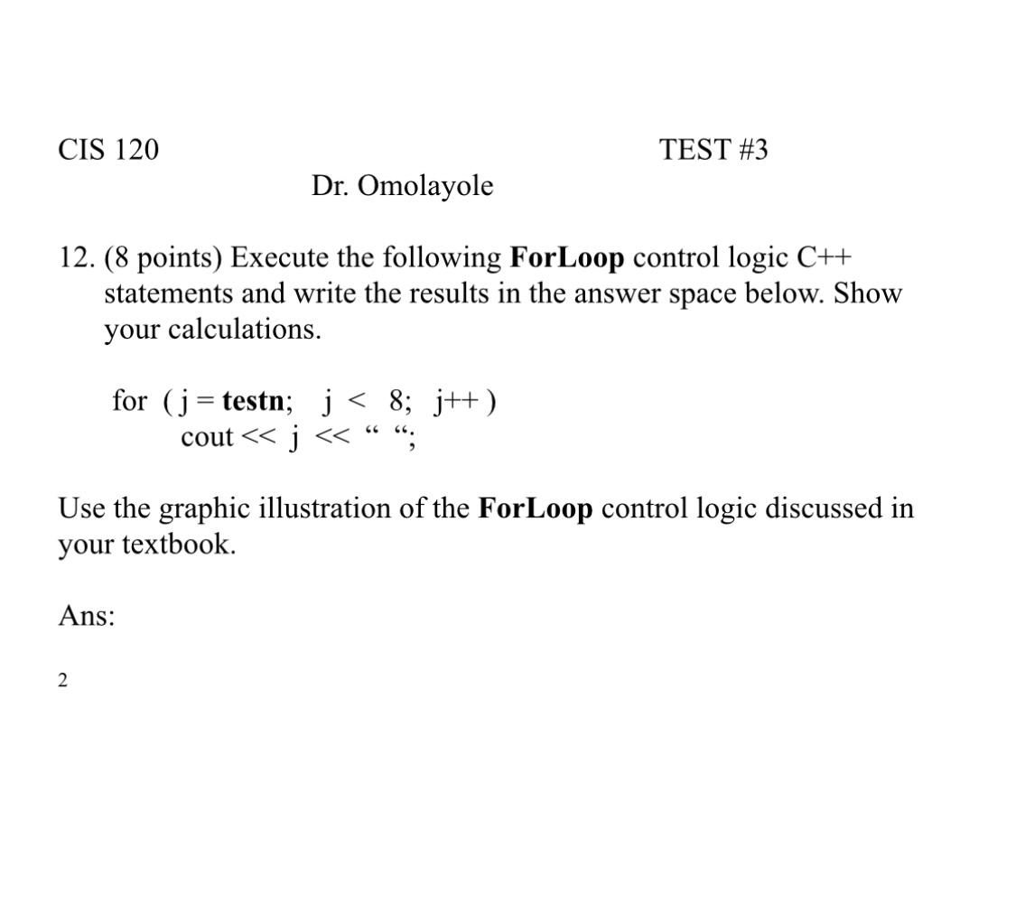 CIS 120 TEST #3 Dr. Omolayole 12. (8 points) Execute | Chegg.com