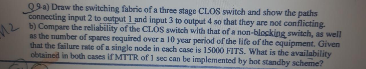 Solved Q9 A Draw The Switching Fabric Of A Three Stage Clos