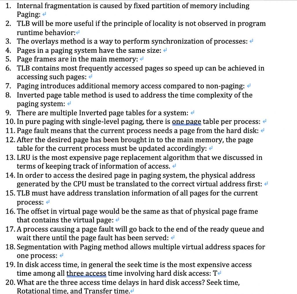 Solved 1. Internal fragmentation is caused by fixed | Chegg.com