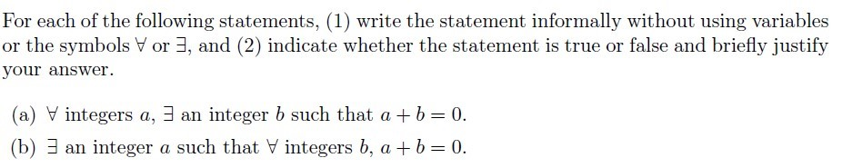 Solved For each of the following statements, (1) write the | Chegg.com