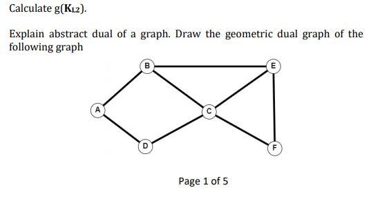 Solved Calculate g(KL2). Explain abstract dual of a graph. | Chegg.com