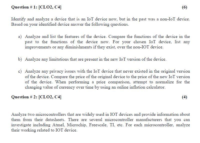 Question #1: (CLO2, C4] (6) Identify and analyze a | Chegg.com