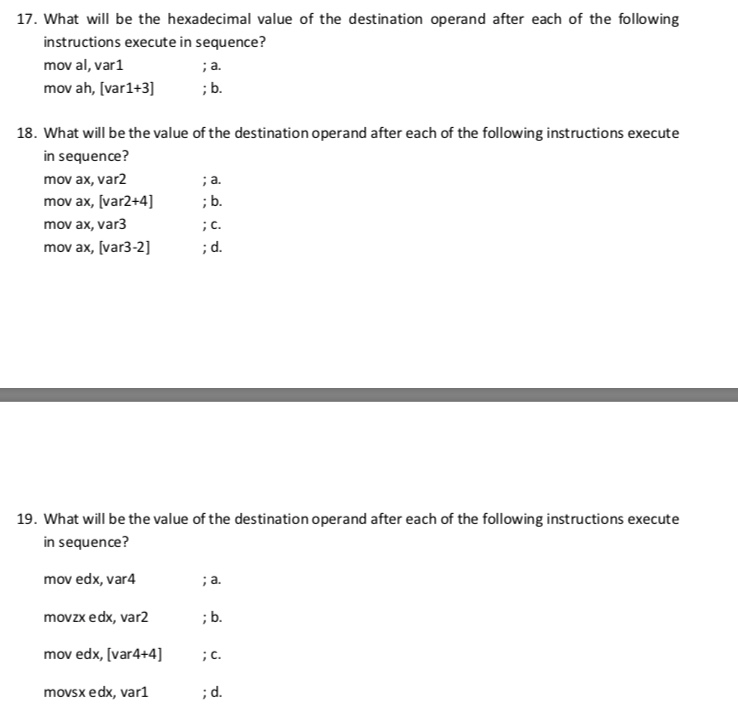 Solved 17. What will be the hexadecimal value of the | Chegg.com