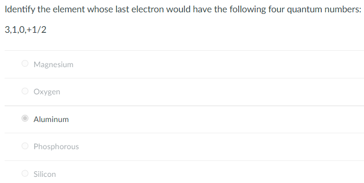 Solved Identify the element whose last electron would have | Chegg.com