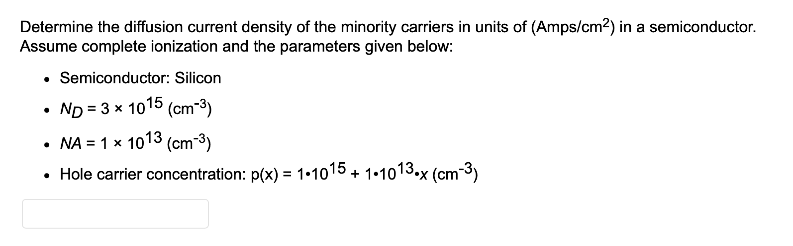 Solved Determine the diffusion current density of the | Chegg.com