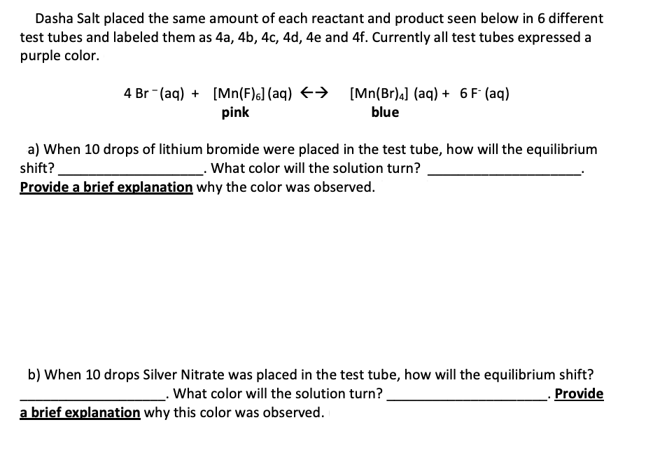 Solved Dasha Salt placed the same amount of each reactant | Chegg.com