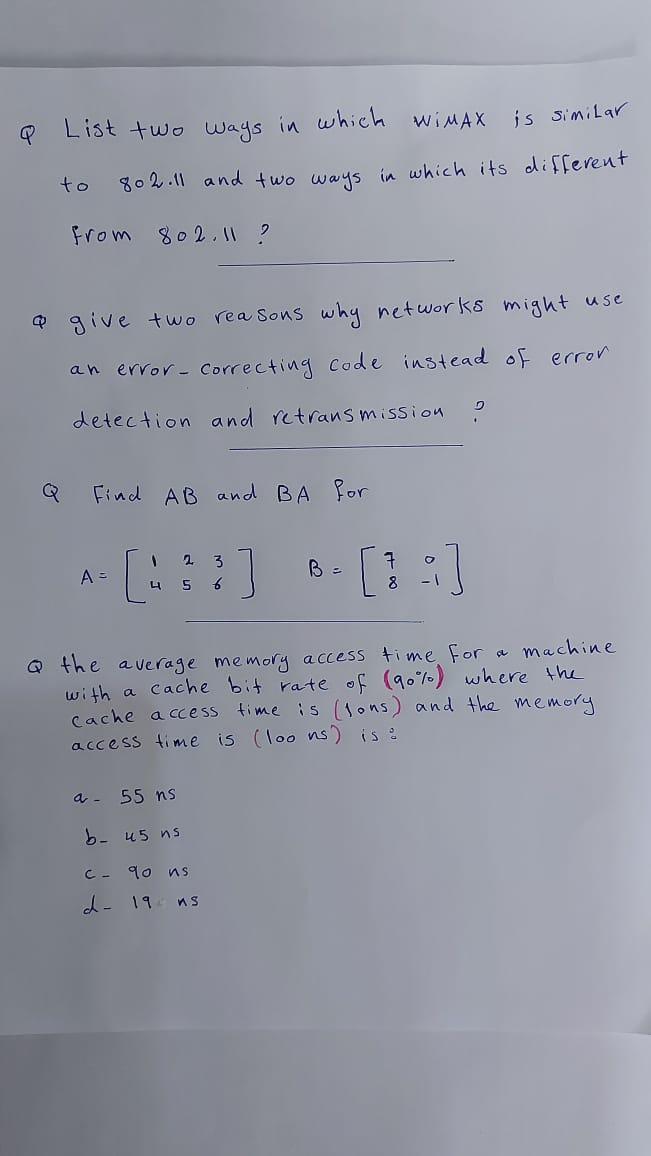 Solved Q List two ways in which wiMax is similar 802.11 and | Chegg.com