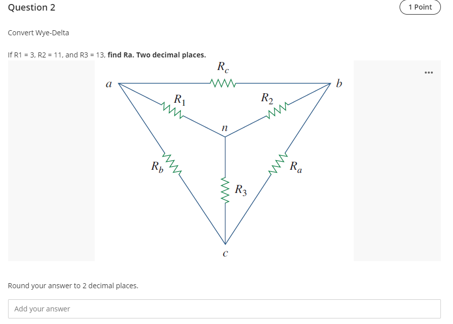 Solved If R1 = 3, R2 = 11, and R3 = 13, find Ra. Two | Chegg.com