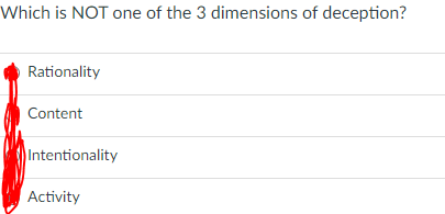 Which is NOT one of the 3 dimensions of deception? | Chegg.com