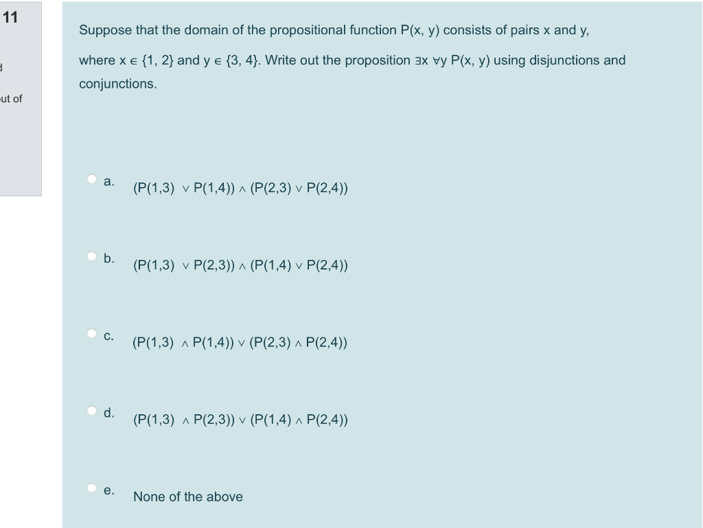Solved 11 Suppose that the domain of the propositional | Chegg.com