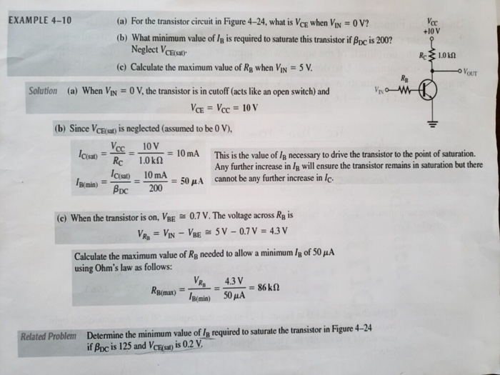 Solved EXAMPLE 4-10 (a) For the transistor circuit in Figure | Chegg.com