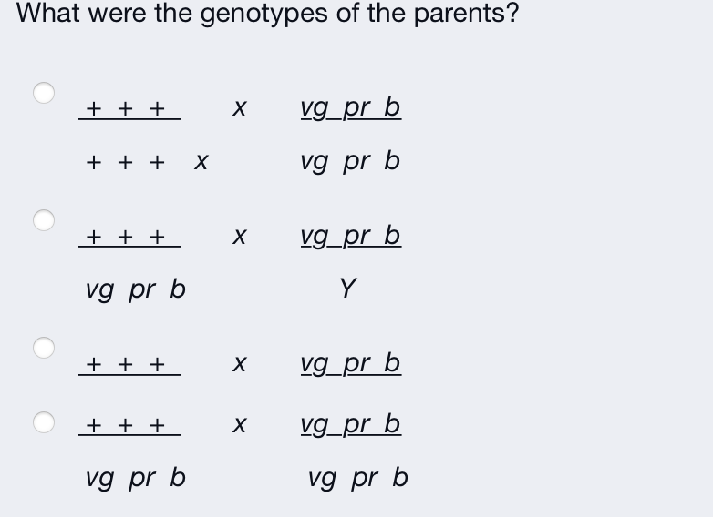 Solved 1.) vestigial (vg, small wings), purple (pr, eye | Chegg.com