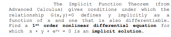 Solved The Implicit Function Theorem (from Advanced | Chegg.com