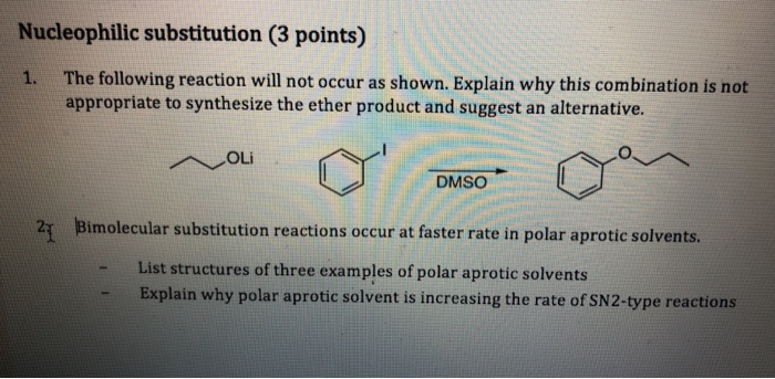 Solved Nucleophilic substitution (3 points) The following | Chegg.com
