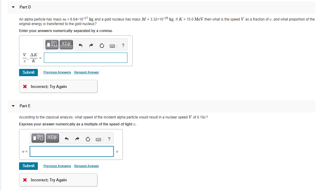 Solved Review | Constants An alpha particle is incident with | Chegg.com