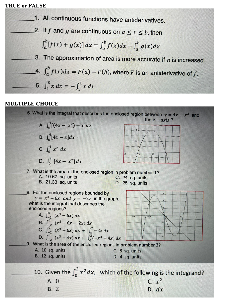 Solved TRUE or FALSE 1. All continuous functions have | Chegg.com