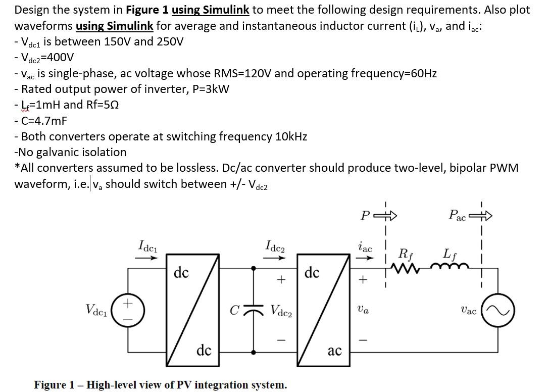 Design the system in Figure 1 using Simulink to meet | Chegg.com