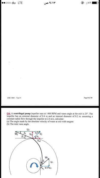 Solved A centrifugal pump impeller runs at 1400 RPM and | Chegg.com