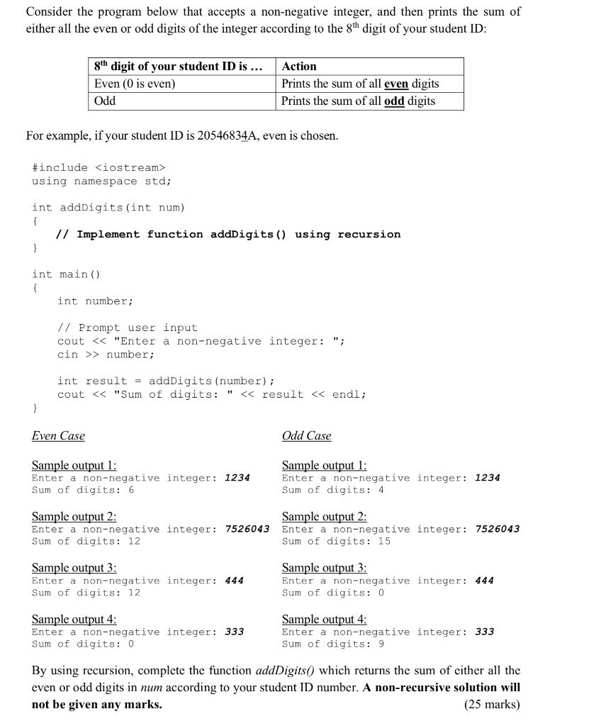 Solved Consider the program below that accepts a | Chegg.com