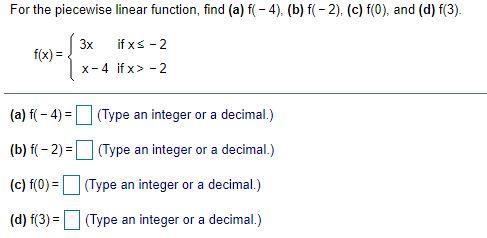 Solved For the piecewise linear function, find (a) f(-4), | Chegg.com