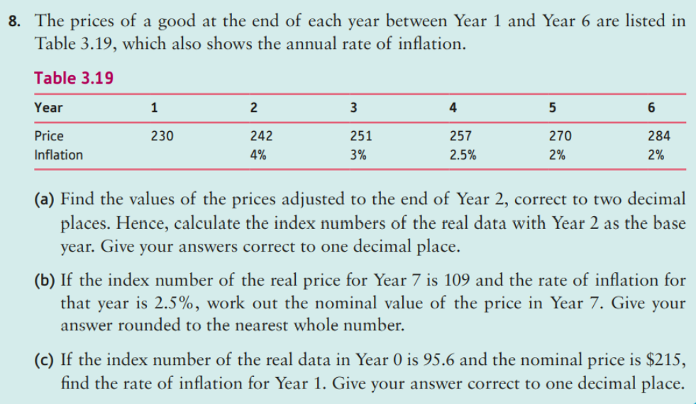 Solved 8. The prices of a good at the end of each year | Chegg.com