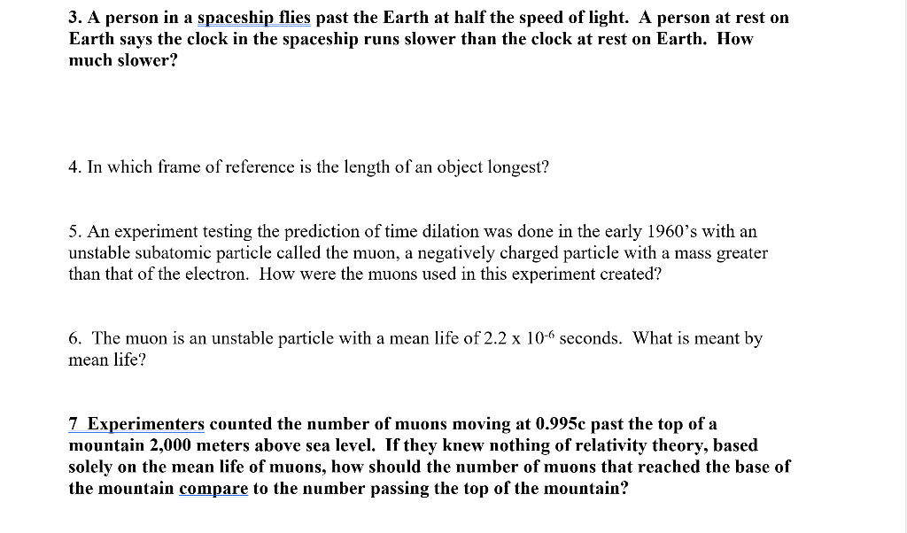 Solved 3. A person in a spaceship flies past the Earth at | Chegg.com