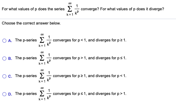 Solved For what values of p does the series converge? For | Chegg.com