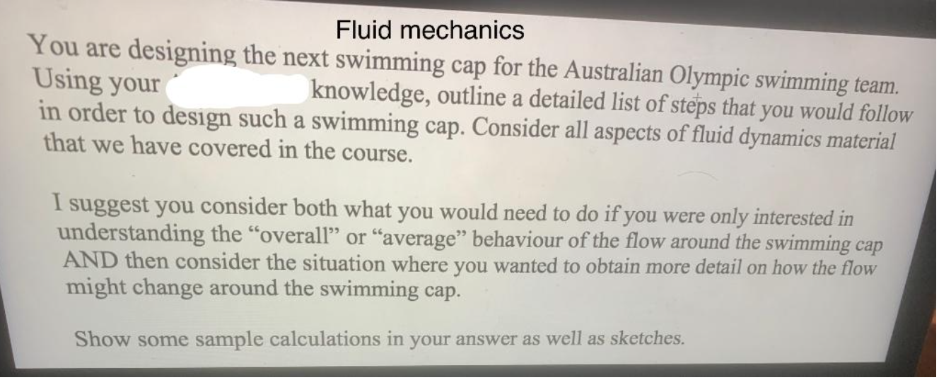 Solved Fluid mechanics You are designing the next swimming | Chegg.com