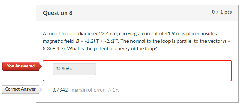Solved A round loop of diameter 22.4 cm, carrying a current | Chegg.com