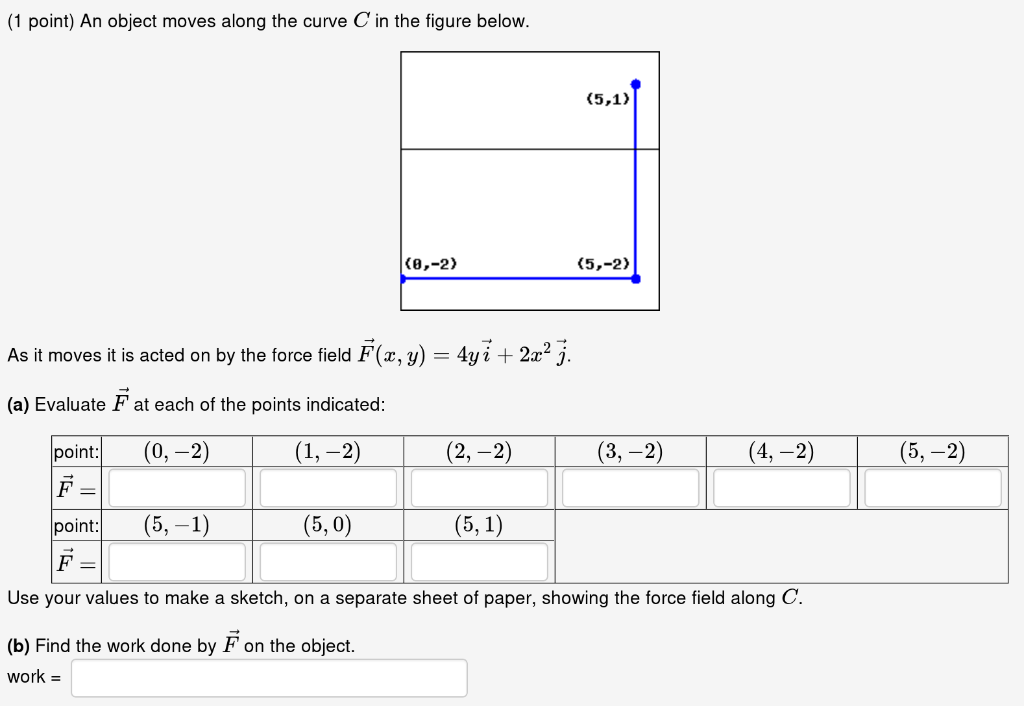 Solved (1 point) An object moves along the curve C in the | Chegg.com