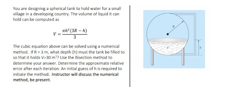 Solved You are designing a spherical tank to hold water for | Chegg.com
