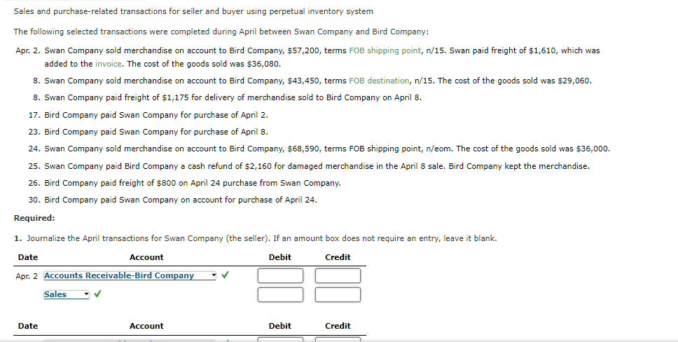 Solved Sales and purchase-related transactions for seller | Chegg.com