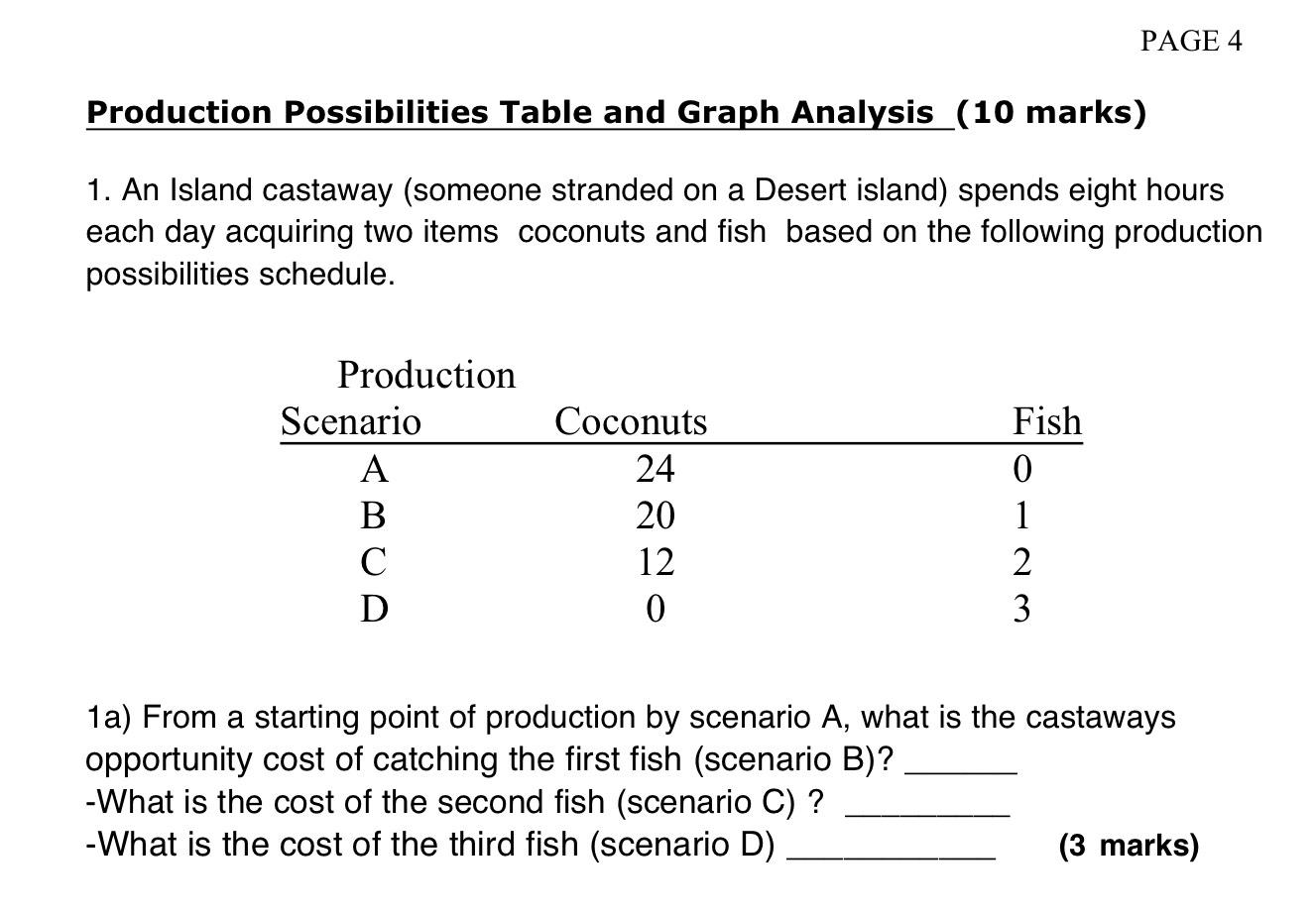 Solved PAGE 4 Production Possibilities Table and Graph | Chegg.com