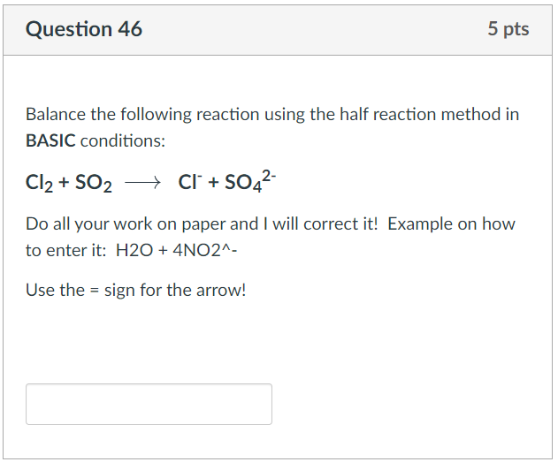 Solved Balance the following reaction using the half | Chegg.com