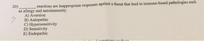20) reactions are inappropriate responses against a | Chegg.com